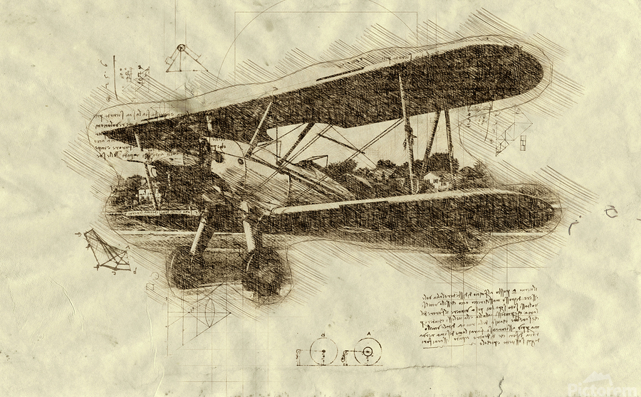 Architectural Drawings Airplane by Bob Tamburello Wall Art