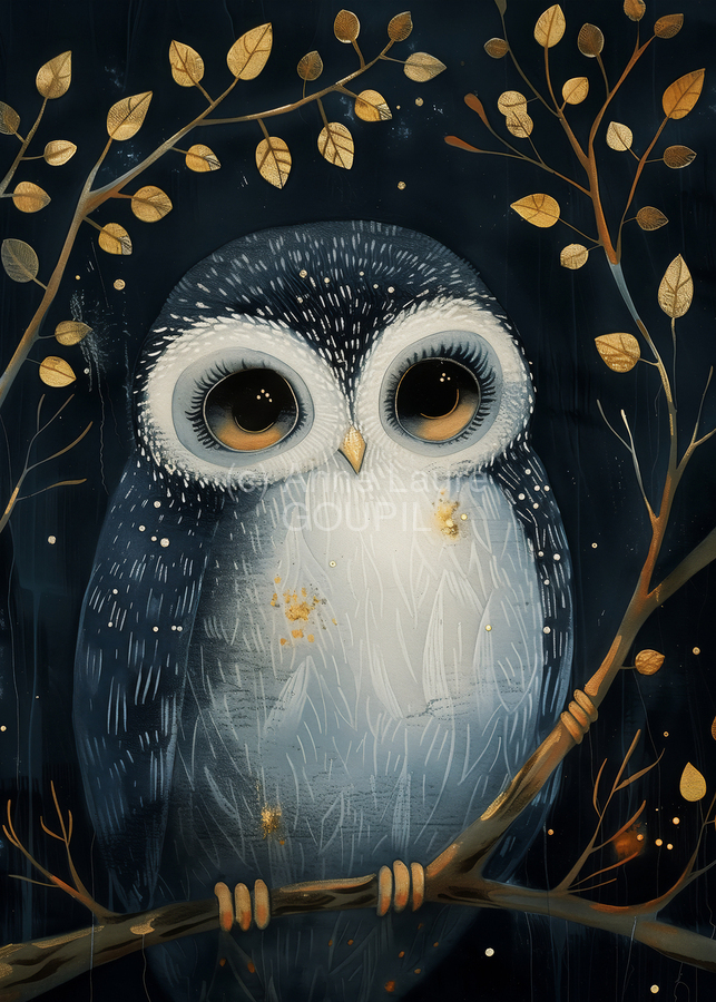 Whimsical Cute Owl by Anne Laure GOUPIL Wall Art