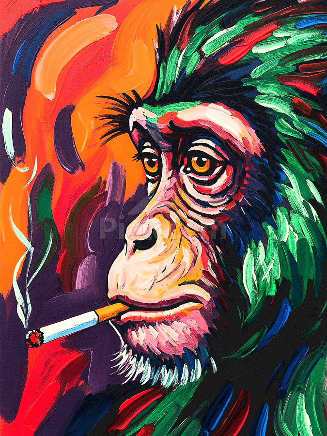 Monkey Smoking by Vision Art Wall Art