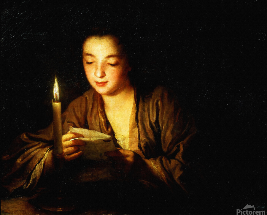 Girl with a Candle by Classic Painting Wall Art