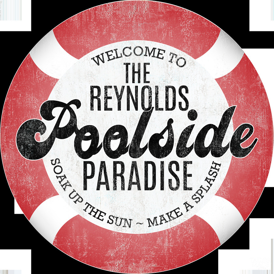 60x60 Life Preserver Pool Sign by Tammy Prebble Wall Art