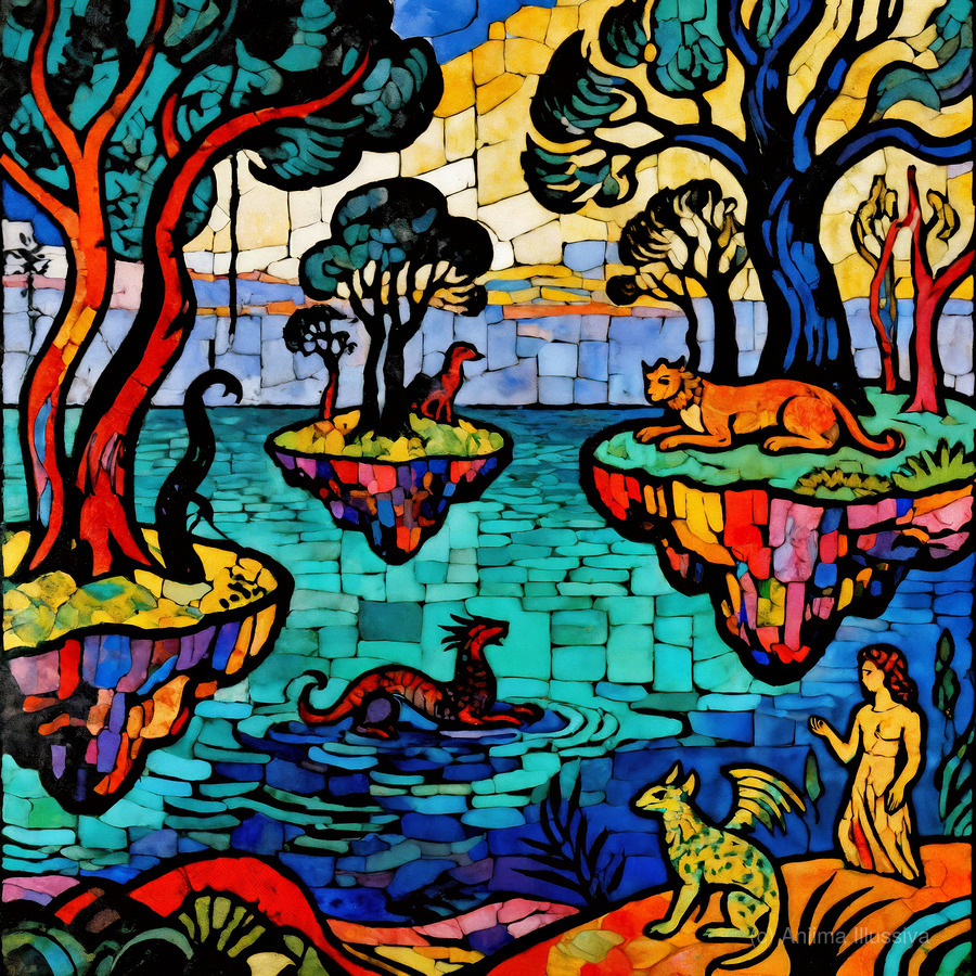 Stained Glass Tableau by Aniima Illussiya Wall Art