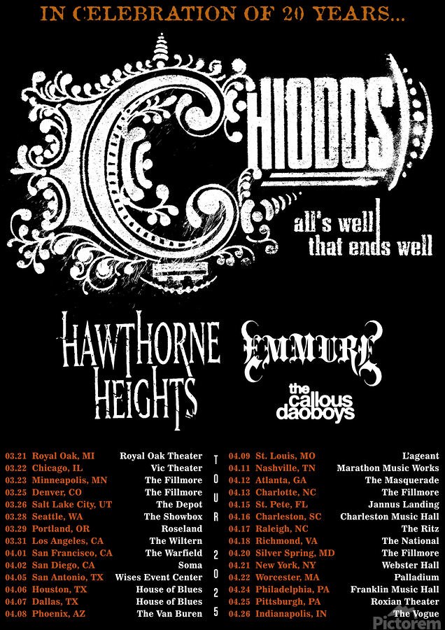 chiodos 20 years ALLS Well That Ends Well USA DATE TOUR 2025 by VIONA ...