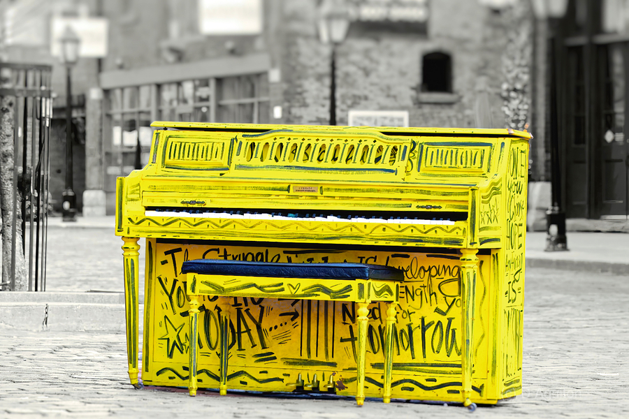 the yellow piano by D Aguiton Wall Art