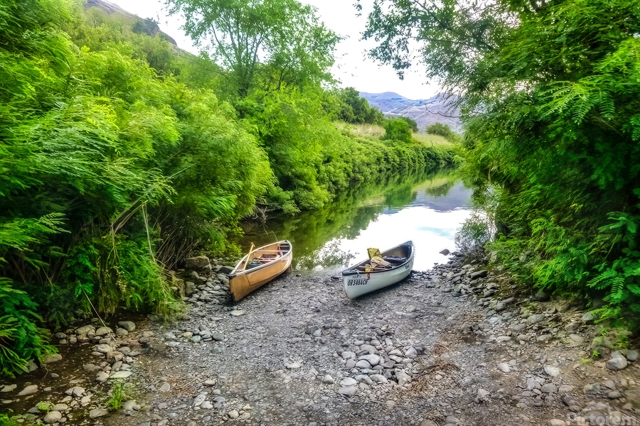 Hells Canyon Canoe Launch by Shelia Hunt Photography Wall Art