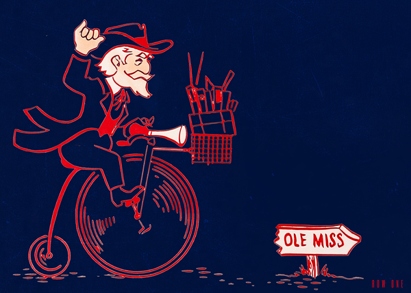 Vintage Colonel Reb on a Bike by Row One Brand Wall Art