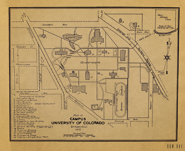 1910 university of colorado campus map by Row One Brand Wall Art