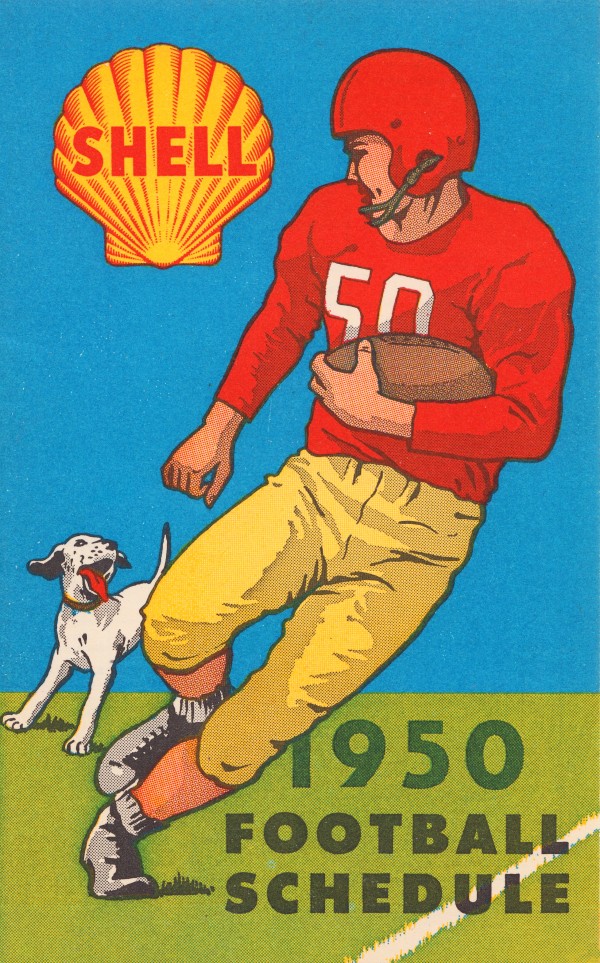 1950 shell oil football schedule poster by Row One Brand Wall Art