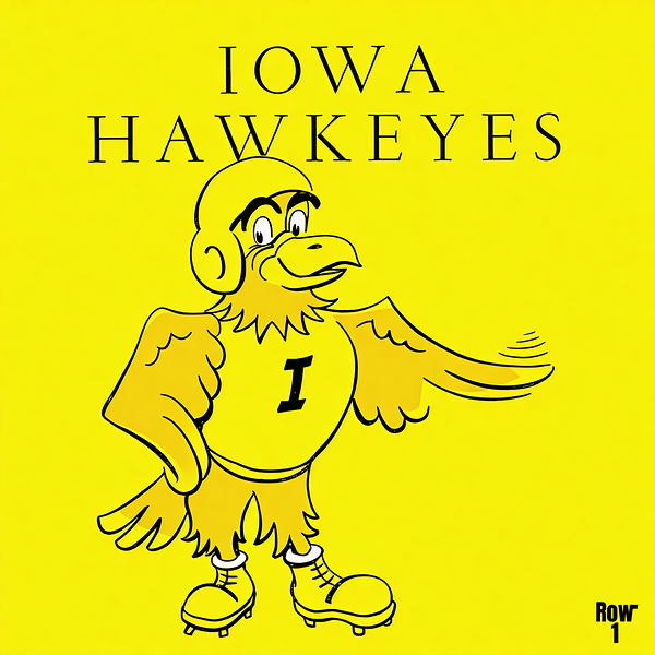 1950s iowa hawkeyes cartoon art by Row One Brand Wall Art