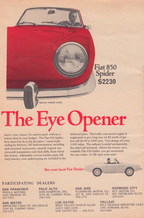 1969 fiat spider advertisement vintage car ad posters by Row One Brand ...