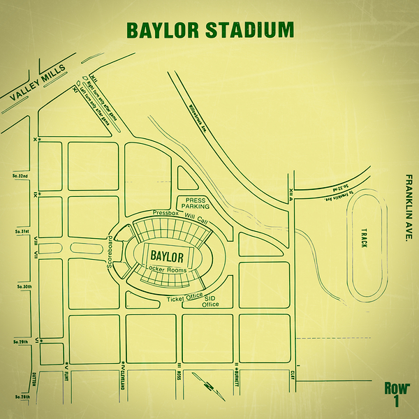 1984 baylor stadium map wall art by Row One Brand Wall Art
