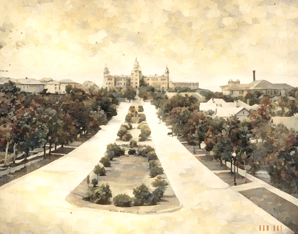 Early 1900s University of Texas Campus Art by Row One Brand Wall Art