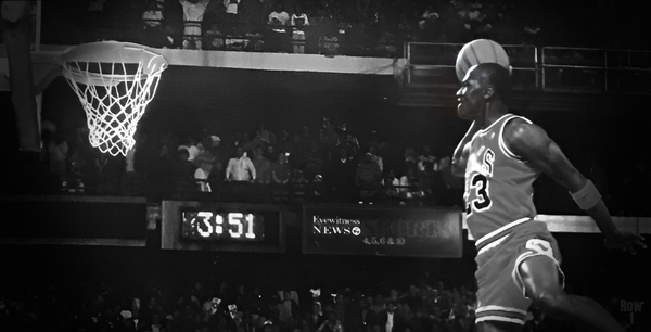 Michael Jordan Black and White Dunk Contest Art by Row One Brand Wall Art