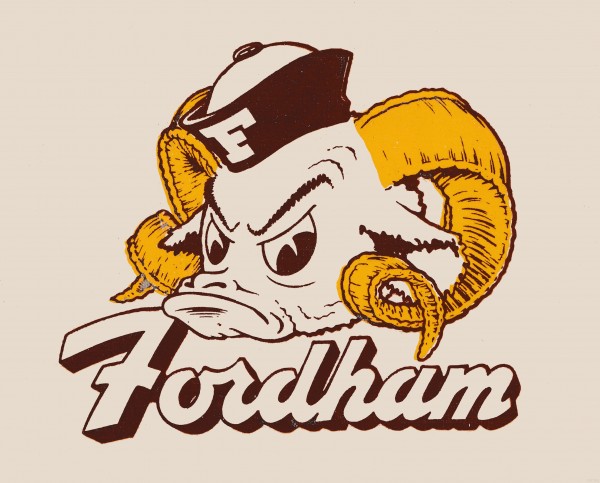 vintage fordham ram mascot college art by Row One Brand Wall Art