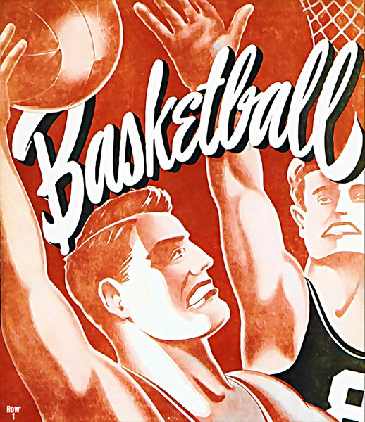 Vintage Basketball Cursive Font Art by Row One Brand Wall Art