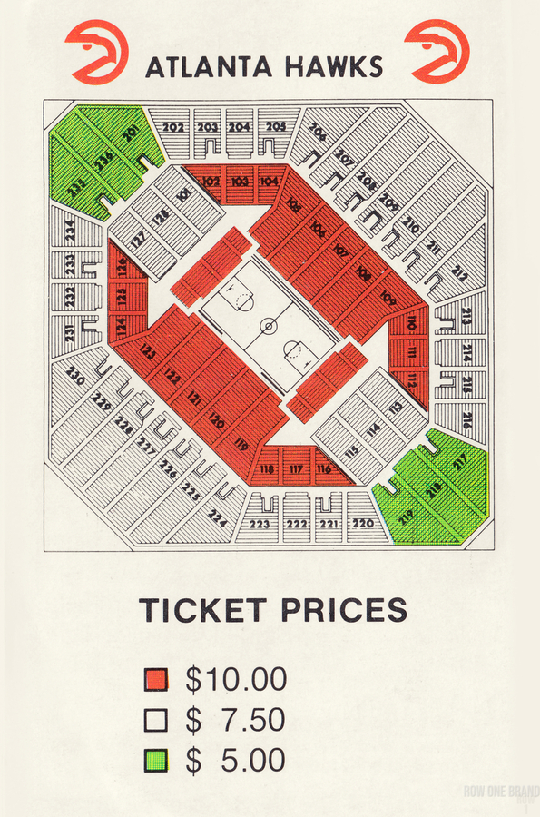 1981 Atlanta Hawks Ticket Prices Map by Row One Brand Wall Art