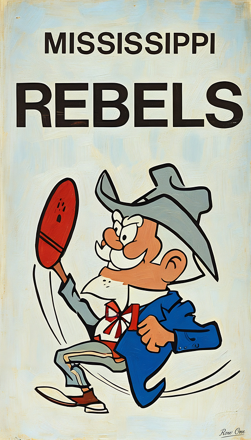 1960s Colonel Reb Ole Miss Rebels Art by Row One Brand Wall Art