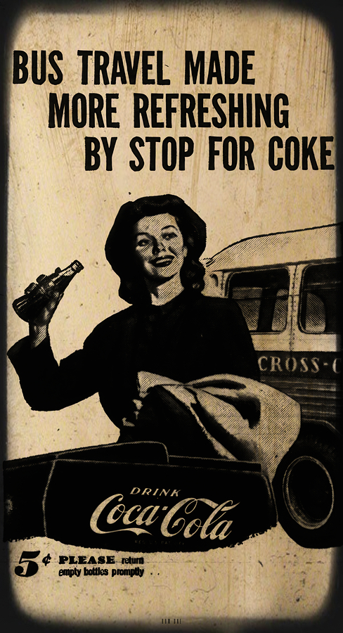 1930s Coca-Cola Bus Travel Ad by Row One Brand Wall Art