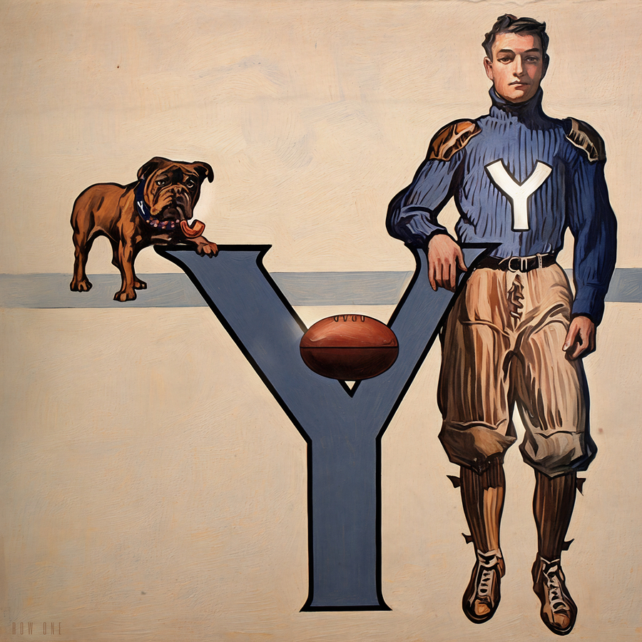 Early 1900s Yale Bulldogs Football Player Art by Row One Brand Wall Art