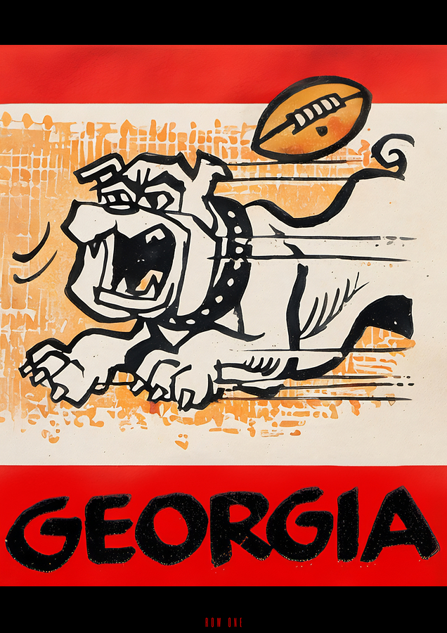 1984 Georgia Football Cartoon Art by Row One Brand Wall Art