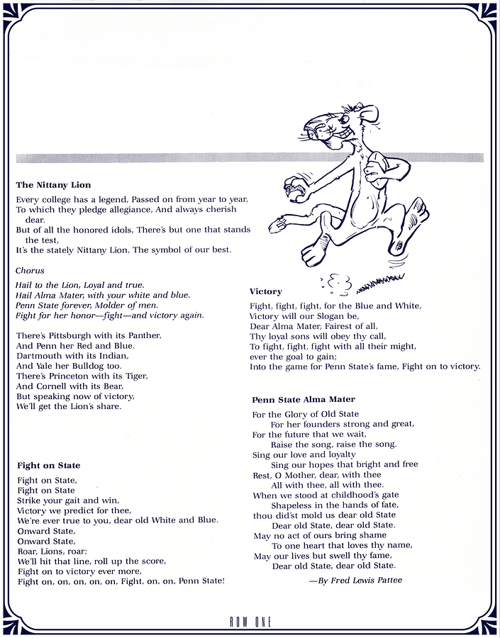 1982 Penn State Fight Songs Art by Row One Brand Wall Art