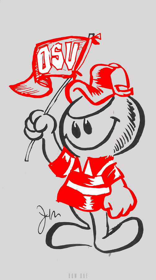 1980s Ohio State OSU Pennant Cartoon Art by Row One Brand Wall Art