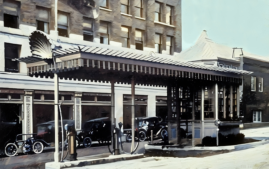 1920s seattle shell station gas service by Row One Brand Wall Art