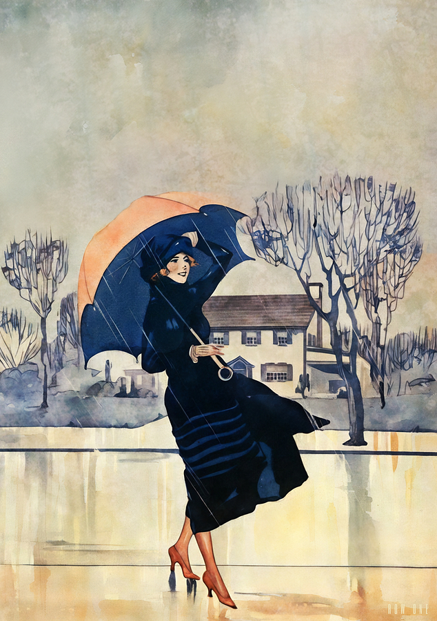 1921 rainy day art by Row One Brand Wall Art