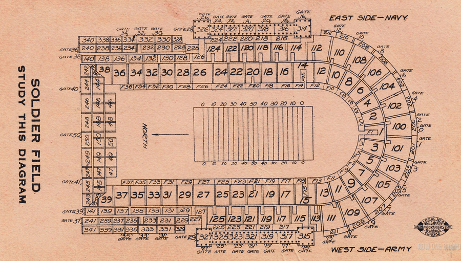 1926 Soldier Field Army Navy Game Map by Row One Brand Wall Art
