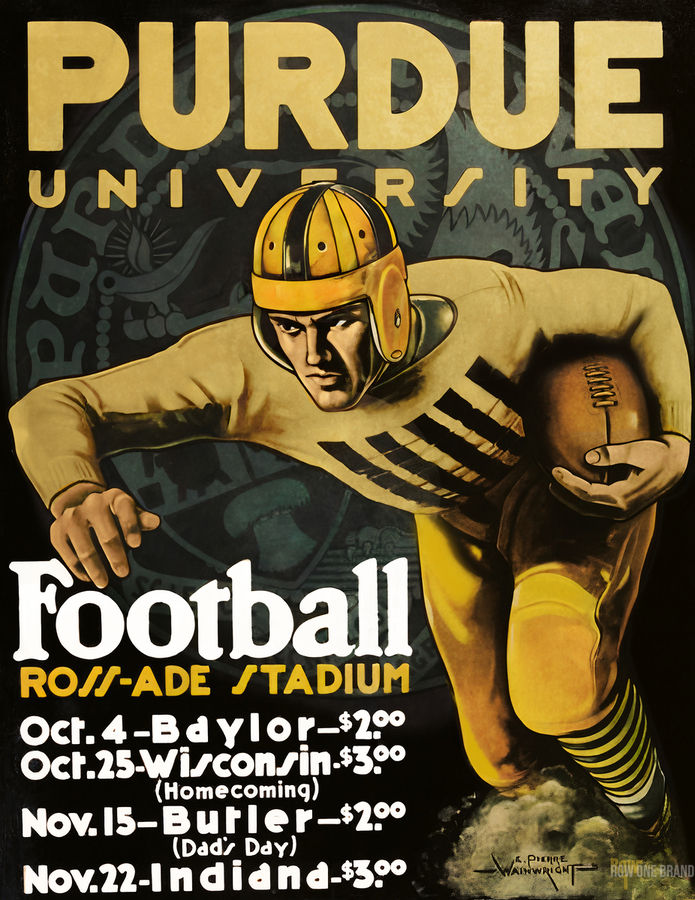1930 Purdue Football Art by Emmett Pierre Wainwright by Row One Brand ...