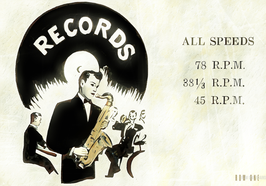 1930s records art by Row One Brand Wall Art