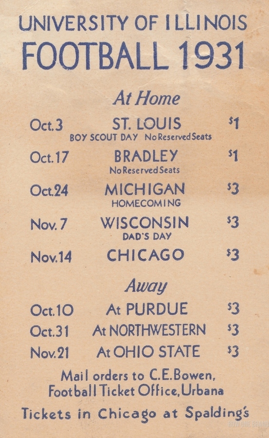 1931 Illinois Football Schedule Poster by Row One Brand Wall Art