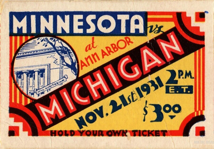 Michigan Football Ticket Stub Art 1931 by Row One Brand Wall Art