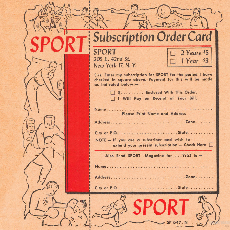 1947 Sport Magazine Subscription Order Form Art by Row One Brand Wall Art