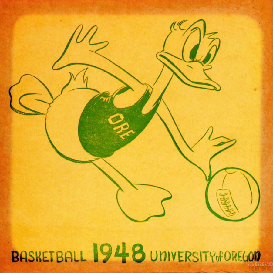 1948 Oregon Ducks Basketball Art by Row One Brand Wall Art
