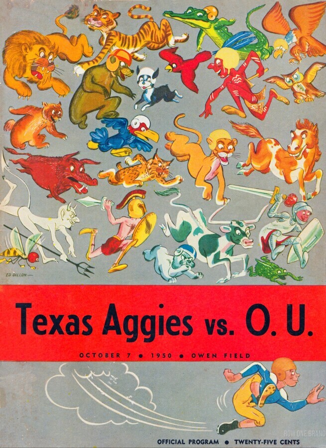 1950 oklahoma sooners owen field program wall art by Row One Brand Wall Art