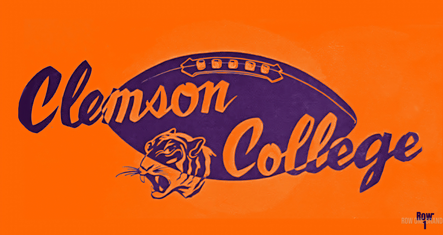 1950s clemson college tigers throwback art by Row One Brand Wall Art