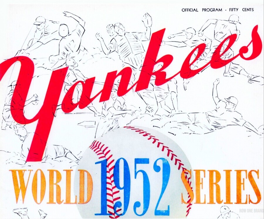 1952 yankees world series program wood print by Row One Brand Wall Art