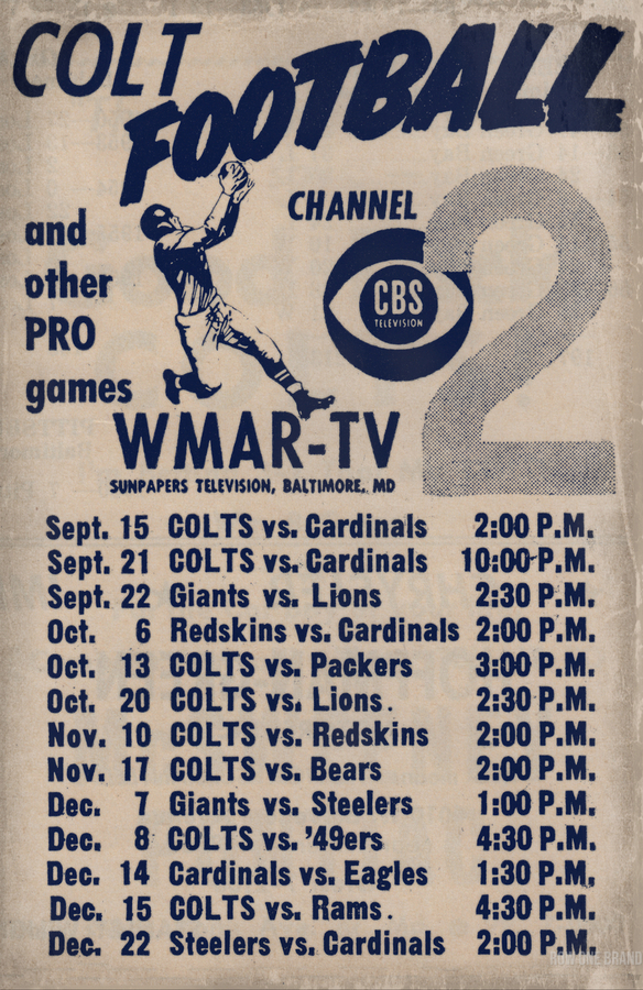 1957 WMAR TV Baltimore Colts Ad by Row One Brand Wall Art