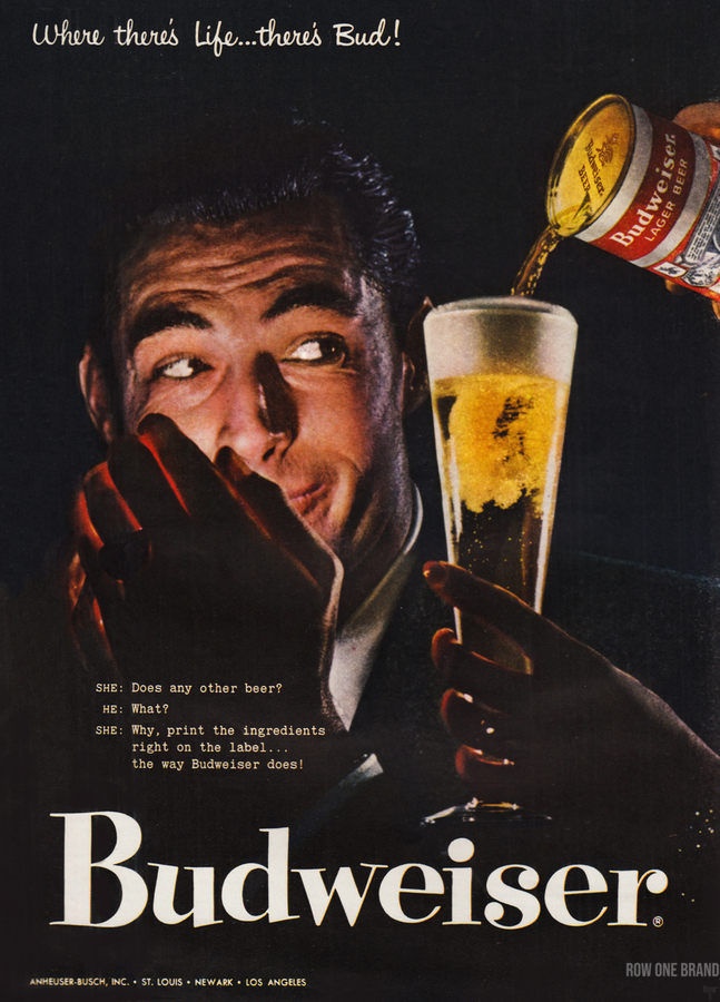 1957 Budweiser Ad Poster by Row One Brand Wall Art