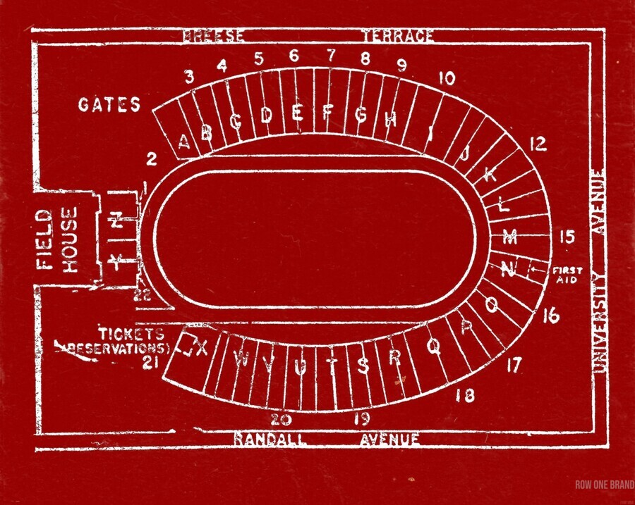 1957 camp randall map art by Row One Brand Wall Art