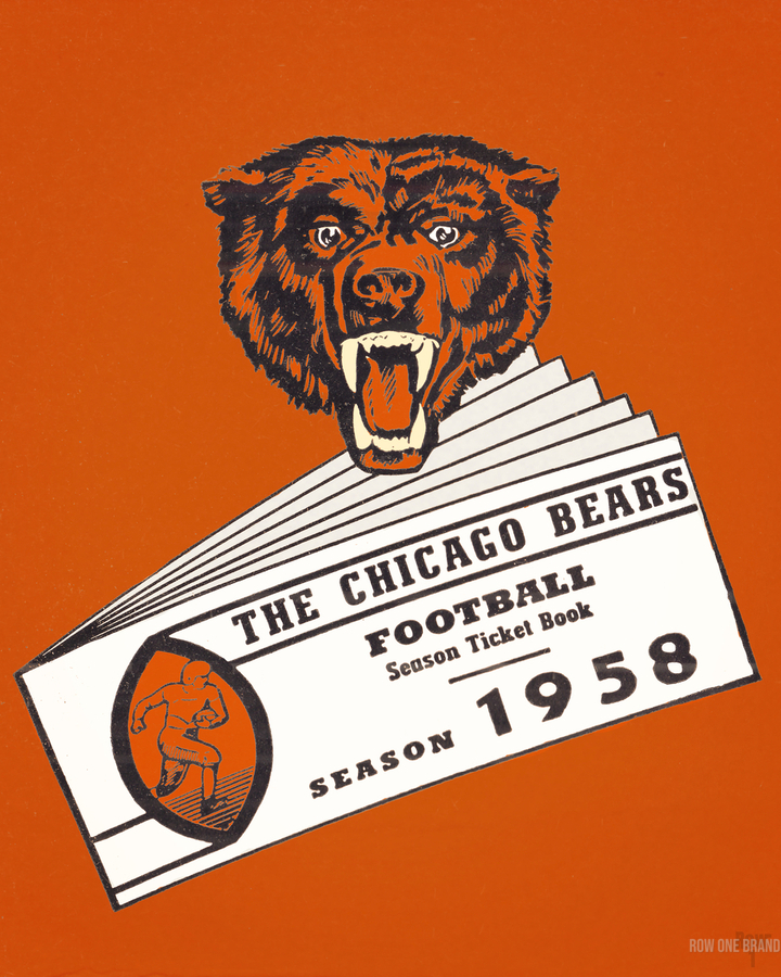 1958 Chicago Bears Season Ticket Art by Row One Brand Wall Art