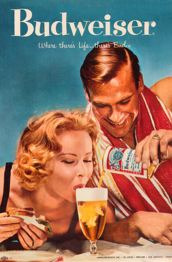 1959 Budweiser Beach Ad by Row One Brand Wall Art