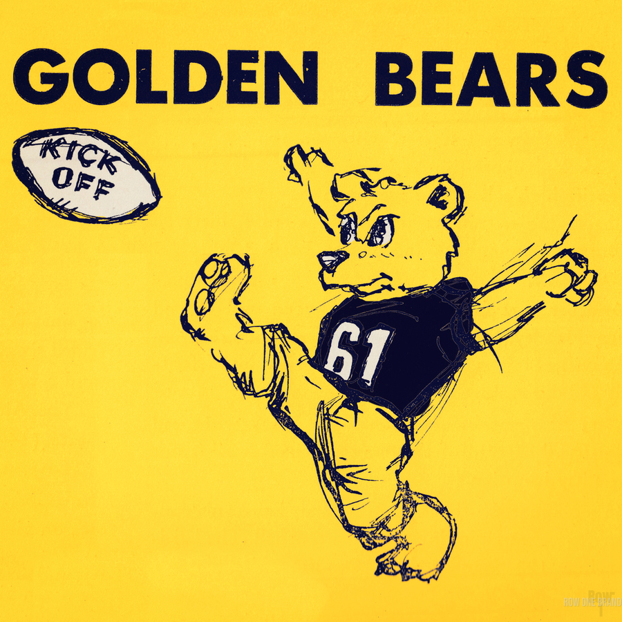 1961 Cal Bear Cartoon Football Art by Row One Brand Wall Art