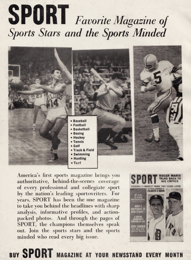 1962 Sport Magazine Ad Poster by Row One Brand Wall Art