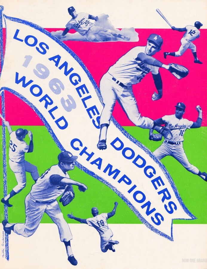 1963 la dodgers world champions poster art by Row One Brand Wall Art