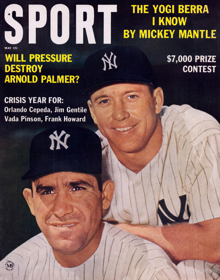 1963 Mickey Mantle Yogi Berra Sport Magazine Cover Art by Row One Brand ...