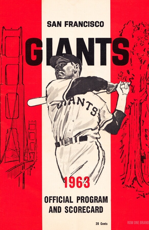 1963 san francisco giants scorecard poster by Row One Brand Wall Art