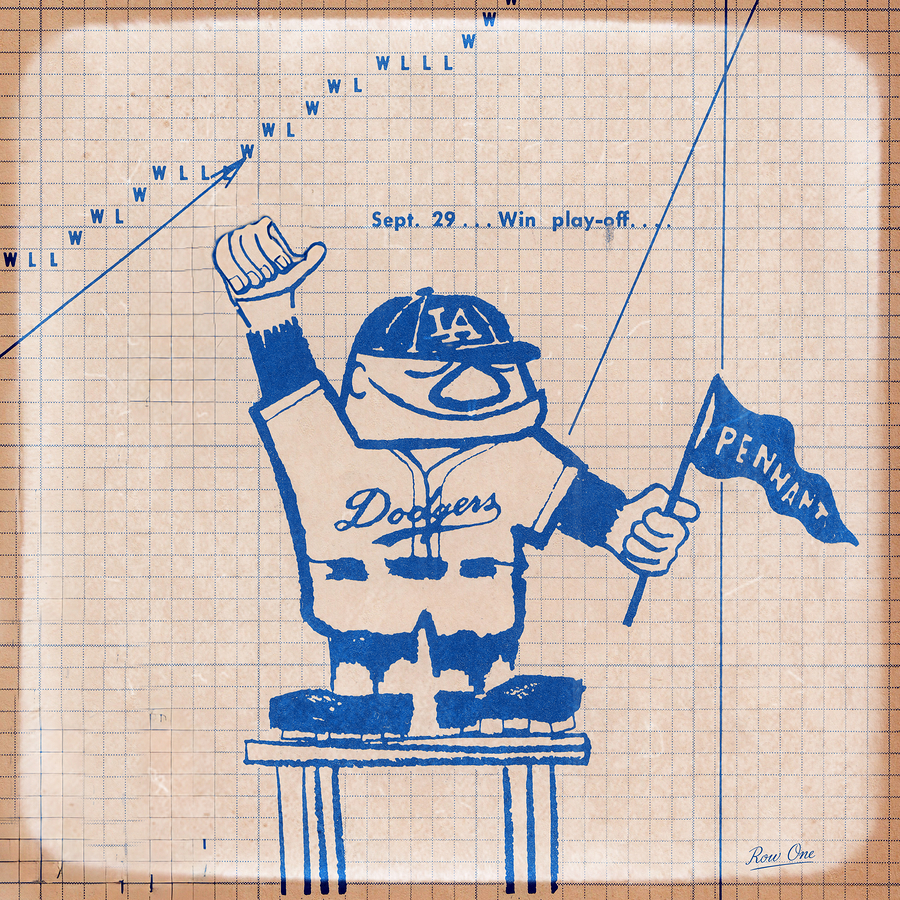 1960 LA Dodgers Cartoon Art by Row One Brand Wall Art
