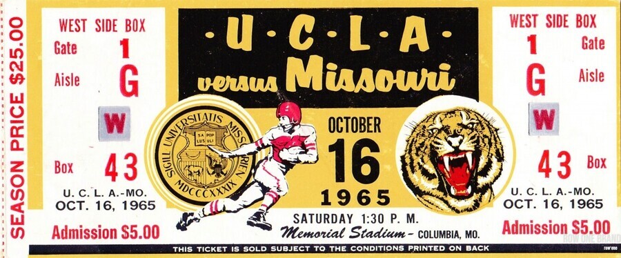 1965 UCLA vs. Missouri Football Ticket Stub Art by Row One Brand Wall Art
